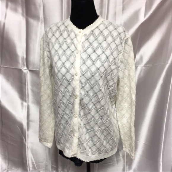 Vintage | Sweaters | Vintage White Knit Button Down Sweater | Poshmark